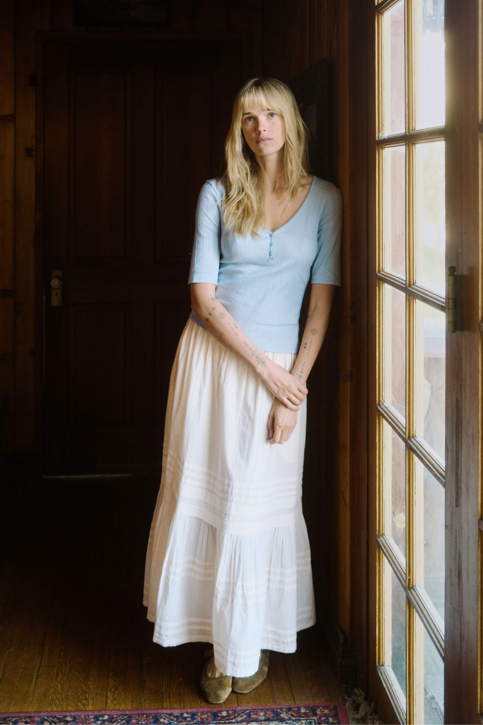 The Wren Tee | Celeste Regenerative Pointelle – Christy Dawn